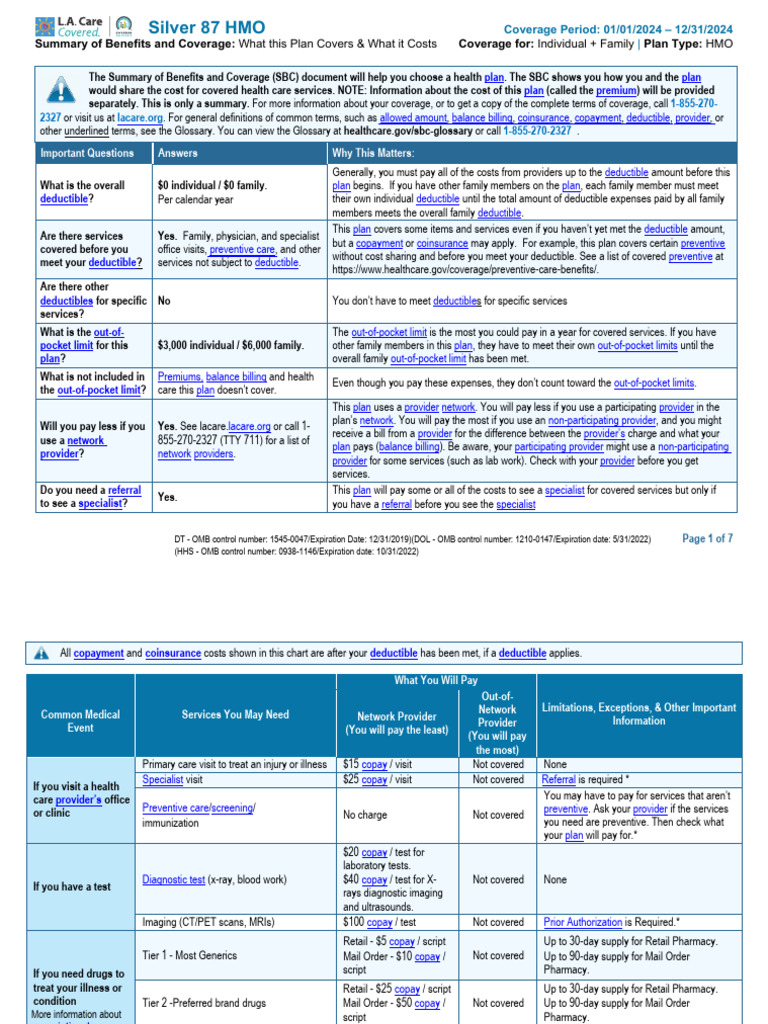 Silver 87 HMO Summary of Benefits | PDF | Deductible | Pharmacy