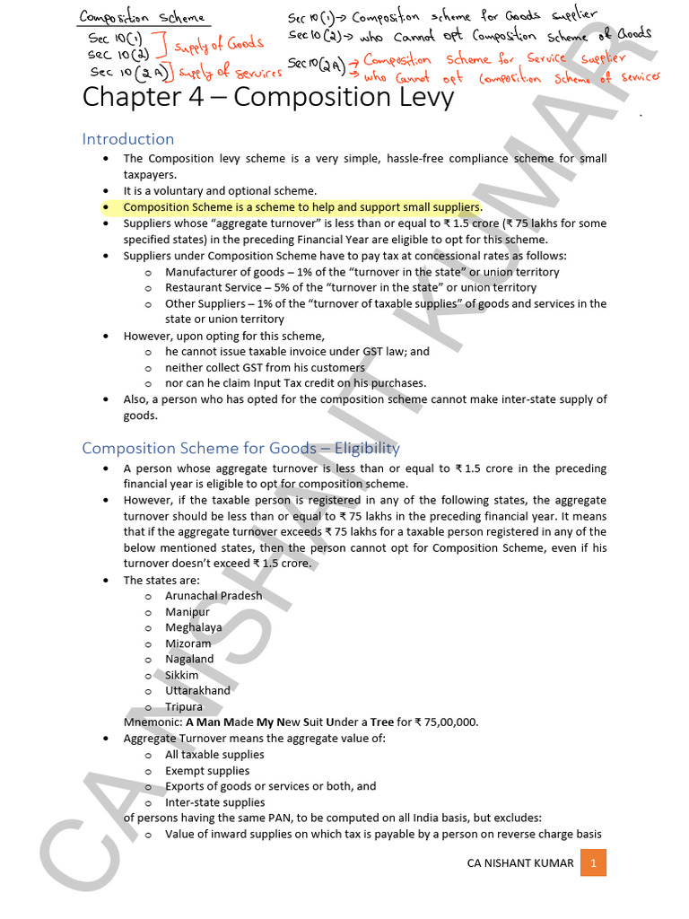 Overview of GST Composition Levy | PDF | Taxes | Value Added Tax