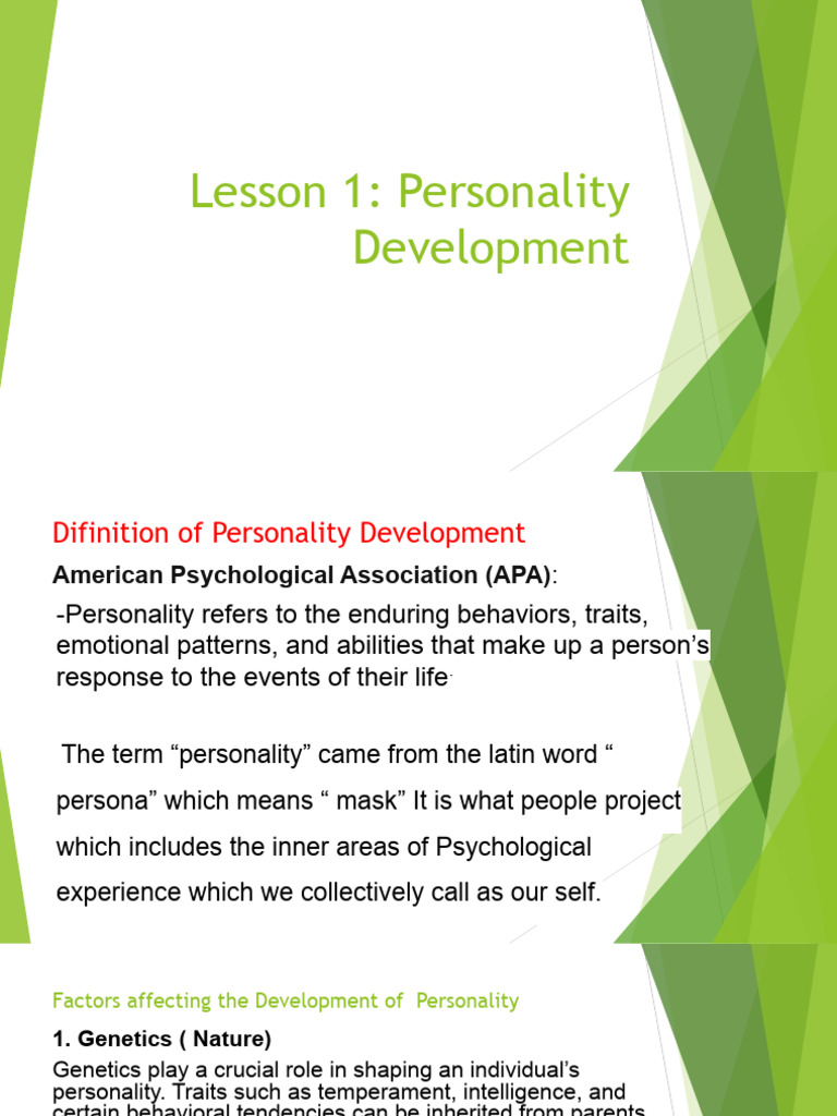 Personality Development (Lesson 1) | PDF | Temperament | Psychological Resilience