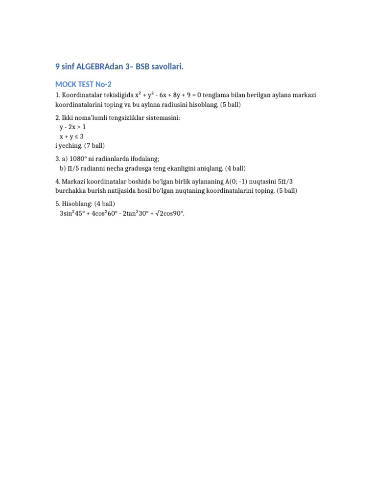 Mock Test 2 Same Format | PDF