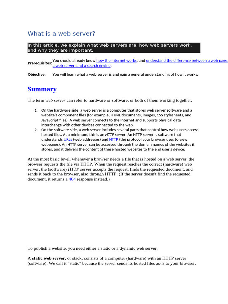 What is web server | PDF | World Wide Web | Internet & Web