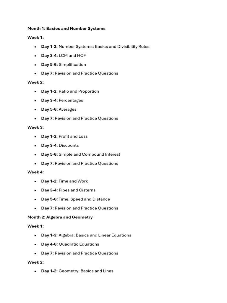 SSC CGL MATHS PLAN | PDF