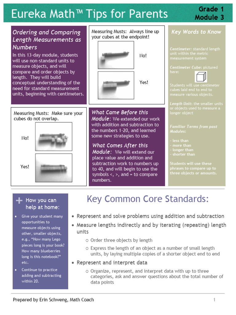 Parent Tip Sheet - Grade 1 Module 3 | PDF | Mathematics | Cognition