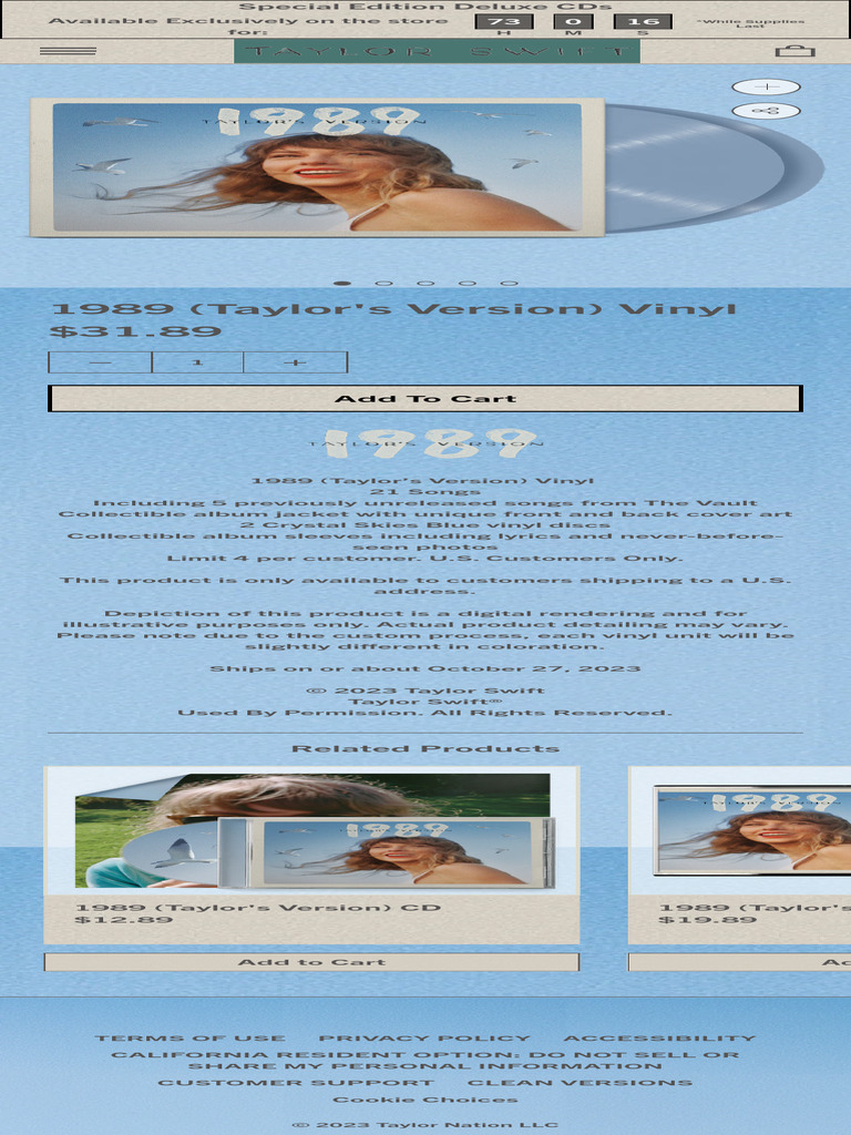 1989 Taylor S Version Vinyl Taylor Swift Official Store Pdf