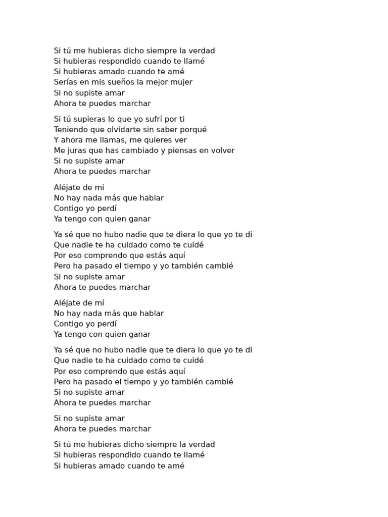 Si tú me hubieras dicho siempre la verdad | PDF