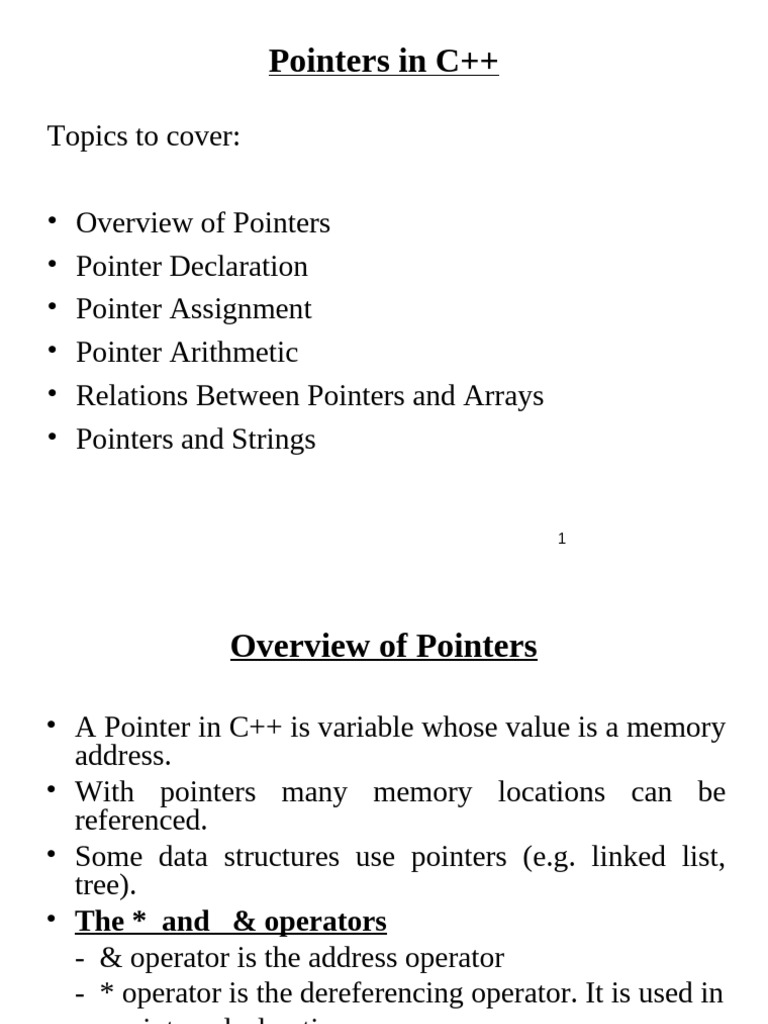 Pointers in C++ | PDF | Pointer (Computer Programming) | Computer Science