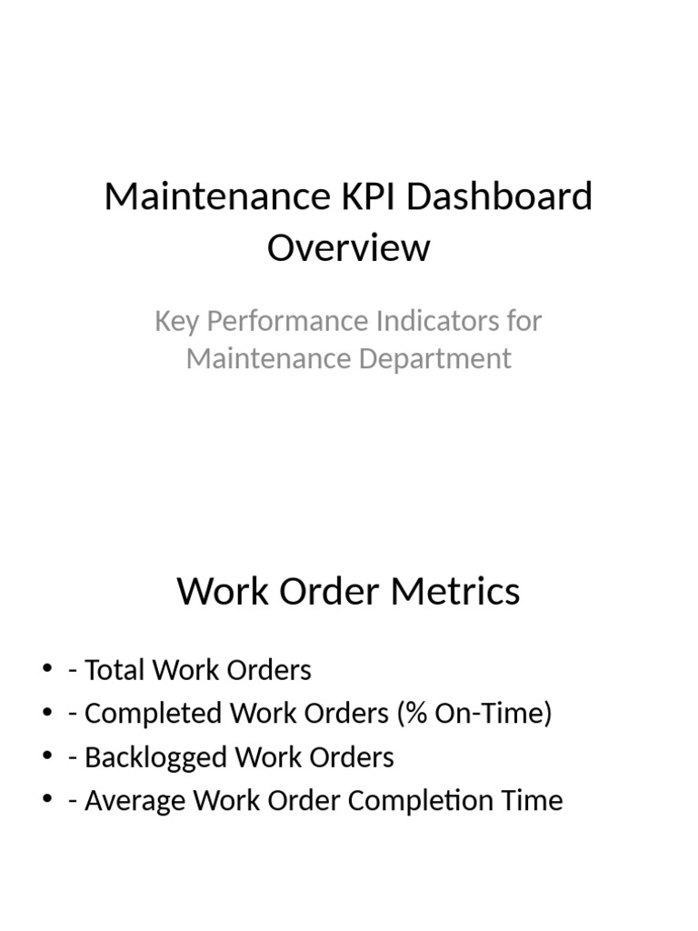 Maintenance KPI Dashboard | PDF