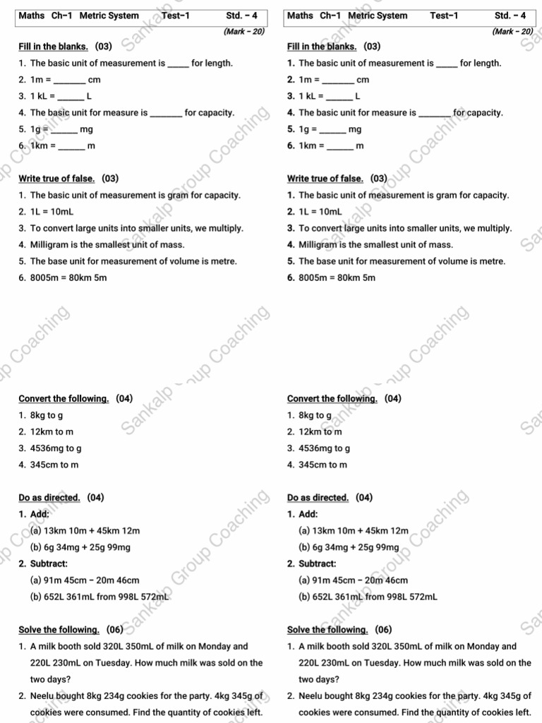 Maths Ch-1 Test | PDF