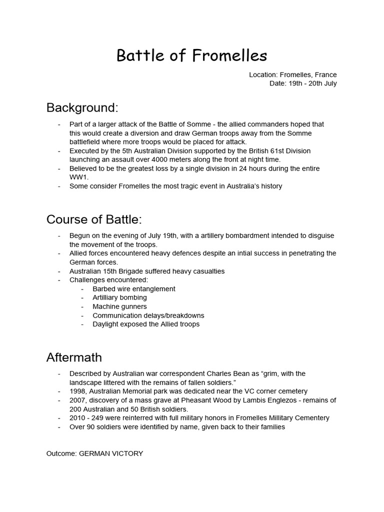 Battle of Fromelles | PDF