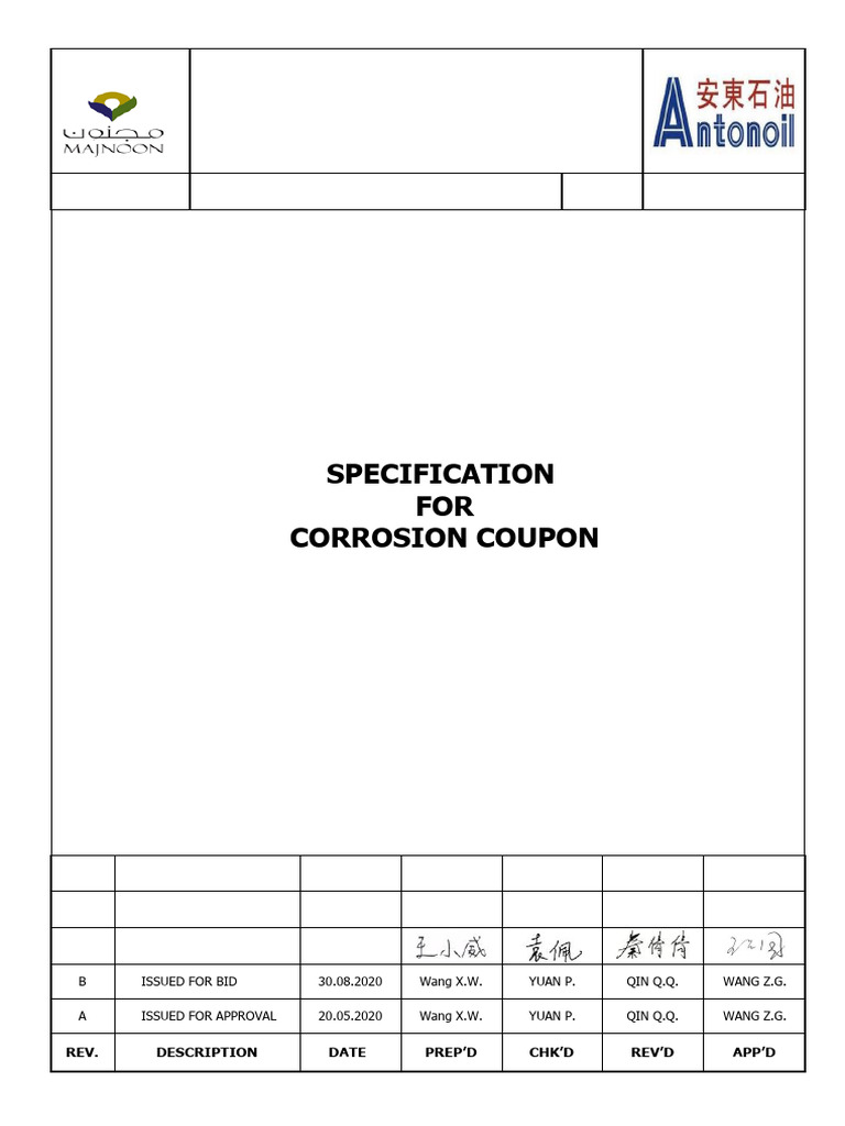 Maj-Gen-01-Cp-Spc-0008-B Specification For Corrosion Coupon | PDF | Electrical Resistance And ...