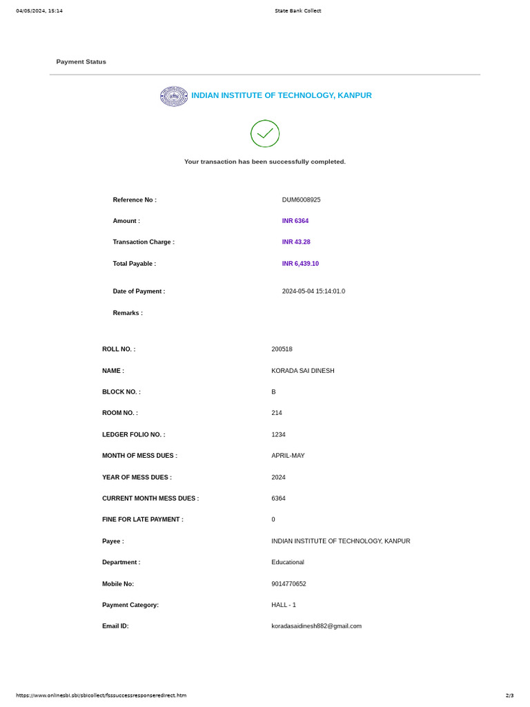 April May Mess Dues | PDF | Payments | Money