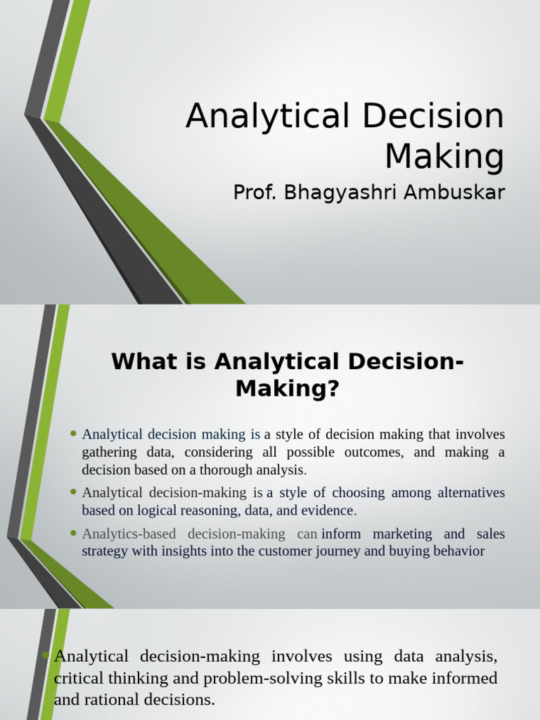 Analytical Decision-Making Process Guide | PDF | Decision Making ...