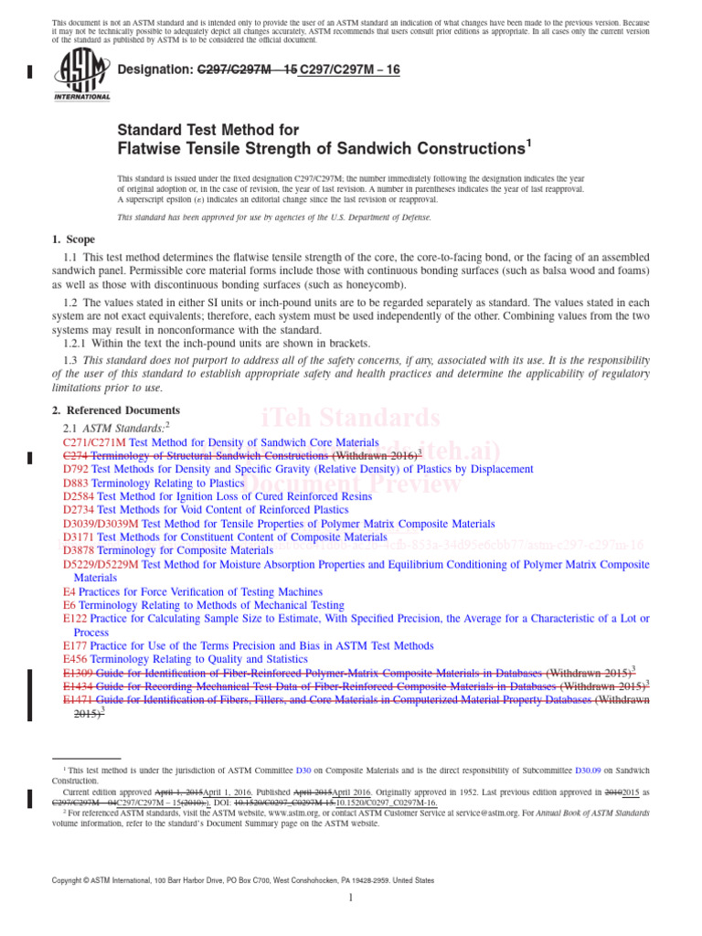 ASTM C297: Flatwise Tensile Strength Test | PDF | Composite Material ...