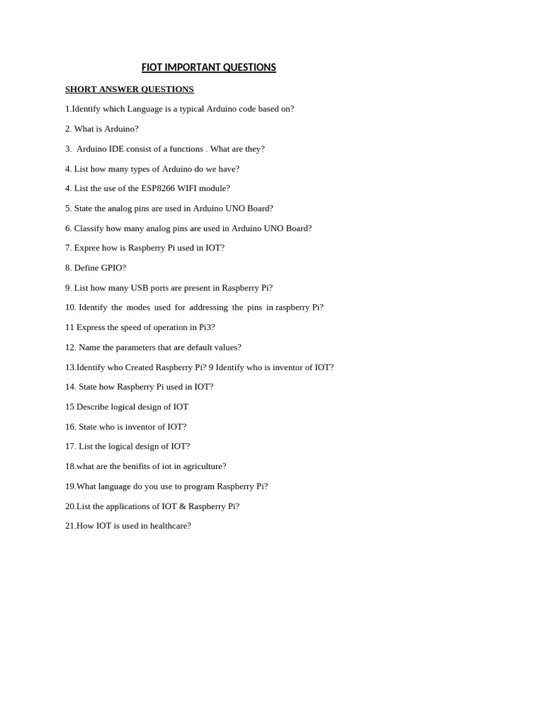 Fiot Important Questions | PDF