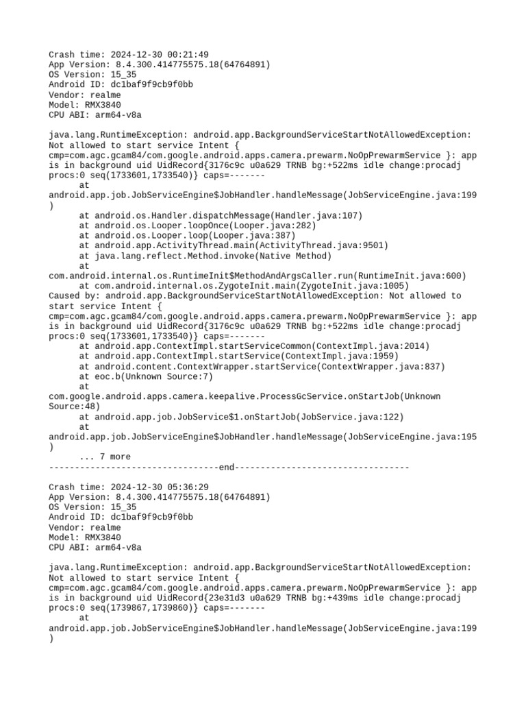 crash_20241230 | PDF | Android (Operating System) | Java (Programming Language)