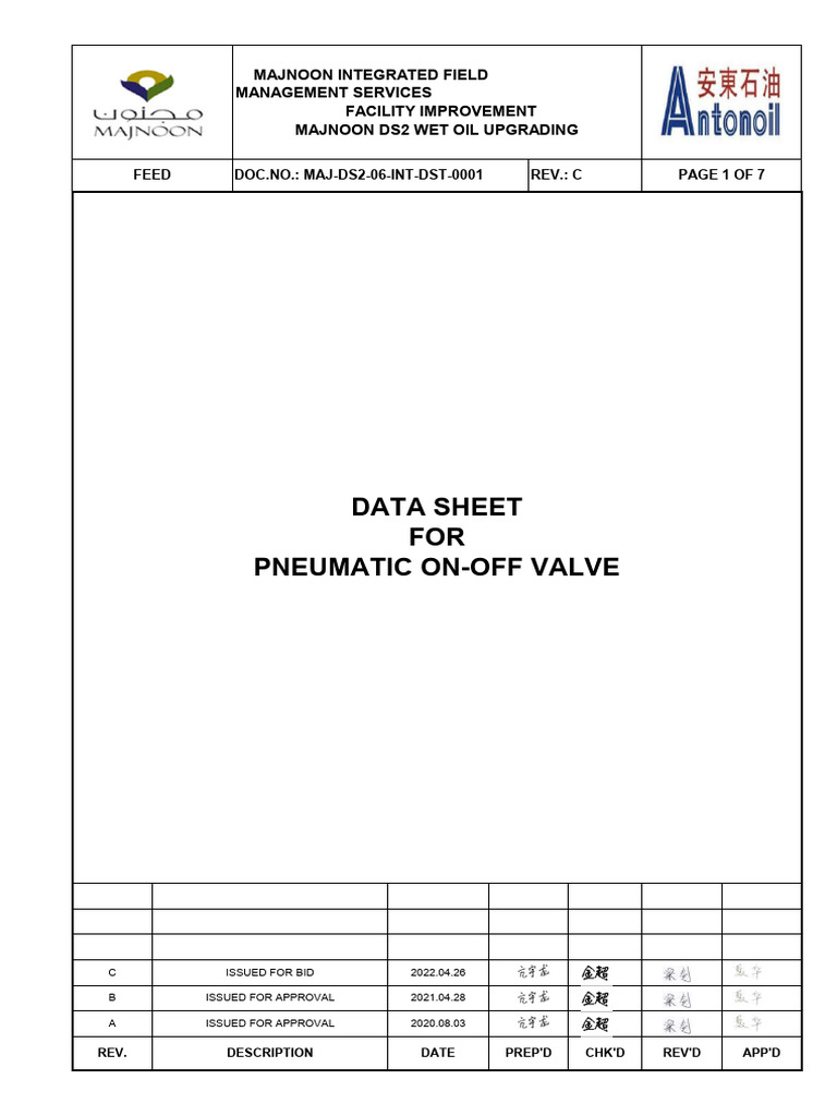 MAJ-DS2-06-INT-DST-0001_C Datasheet for Pneumatic On-Off Valve | PDF ...