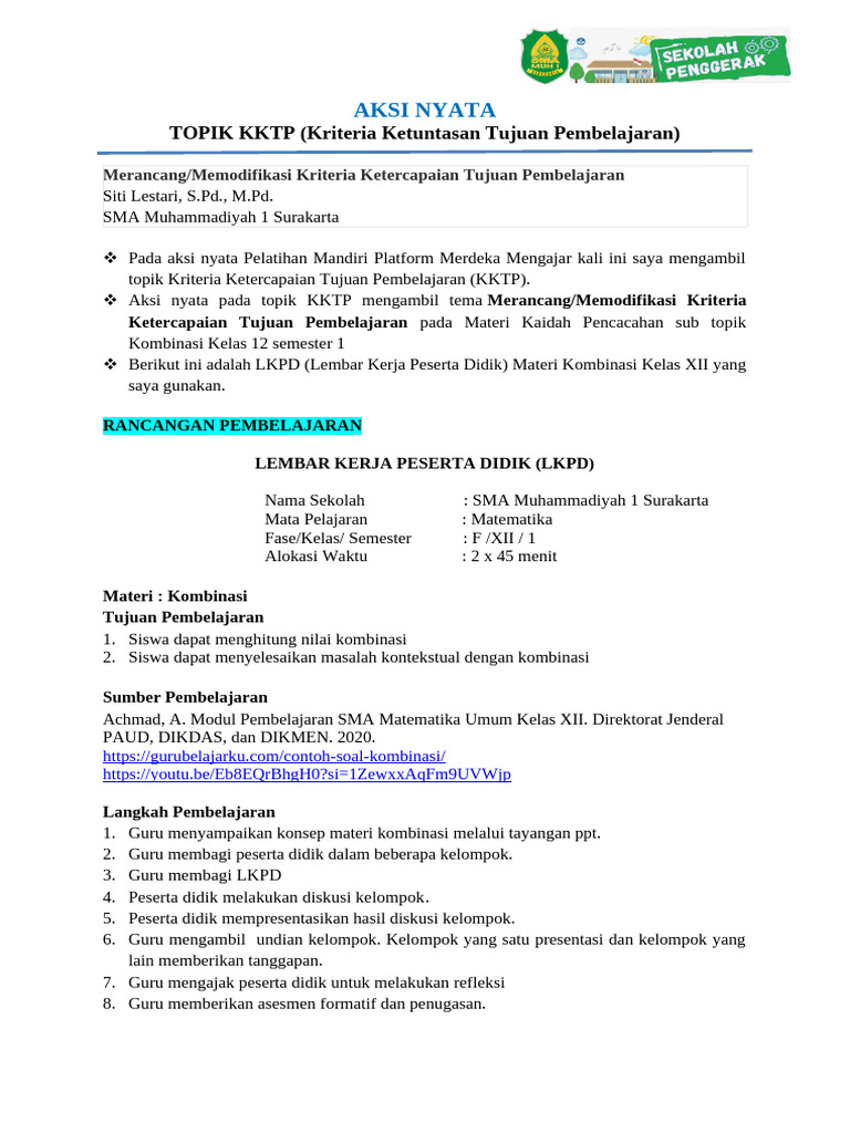 AKSI NYATA - TOPIK KKTP - Siti Lestari | PDF