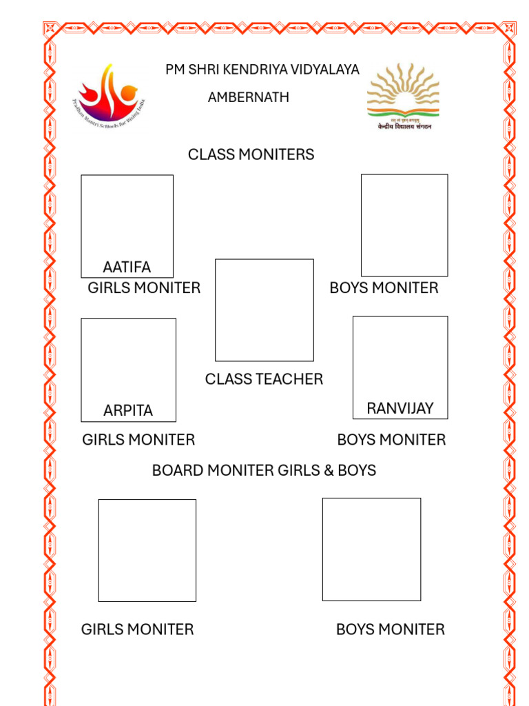 Class Moniters: PM Shri Kendriya Vidyalaya Ambernath | PDF