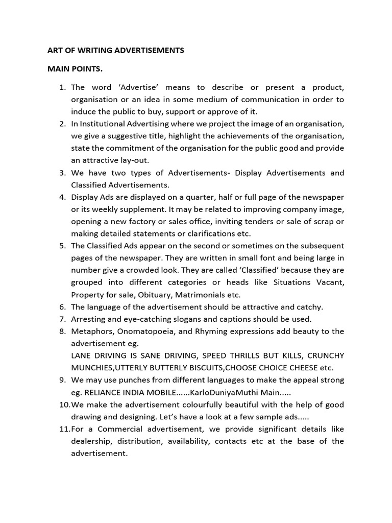 Effective Advertisement Writing Guide | PDF | Advertising