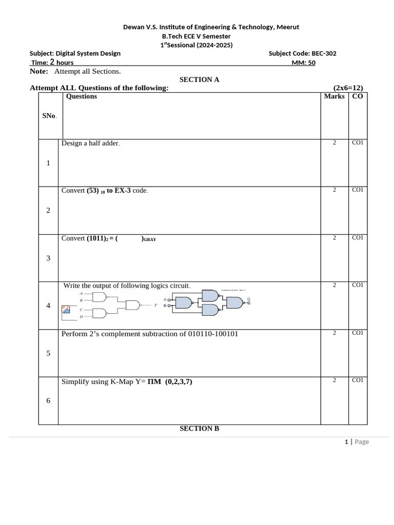 dsd paper | PDF | Logic Gate | Mathematical Logic