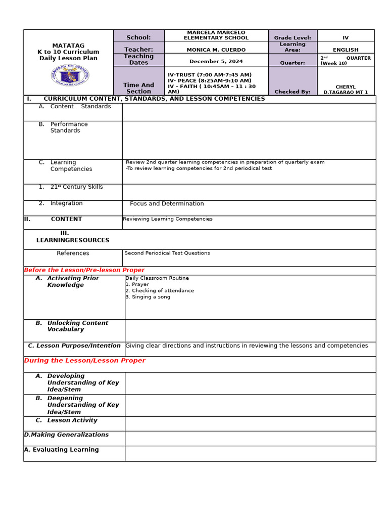 Quarter 2 English Week 10 Day 4 Summative | PDF