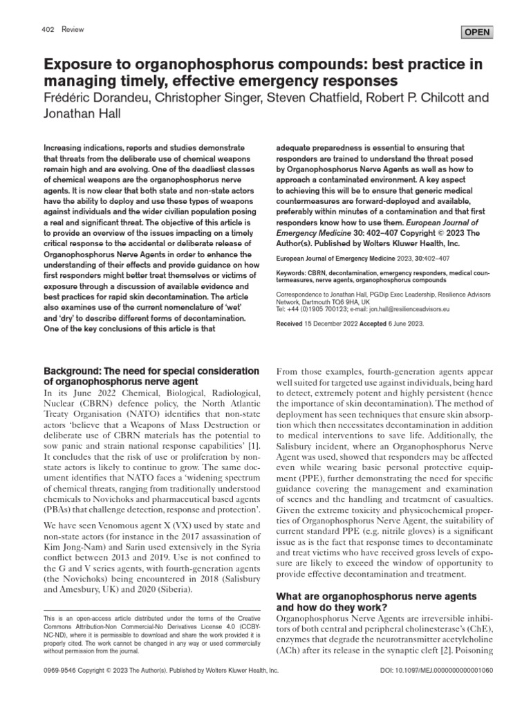 Exposure To Organophosphorus Compounds Best.8 | PDF | Acetylcholine ...