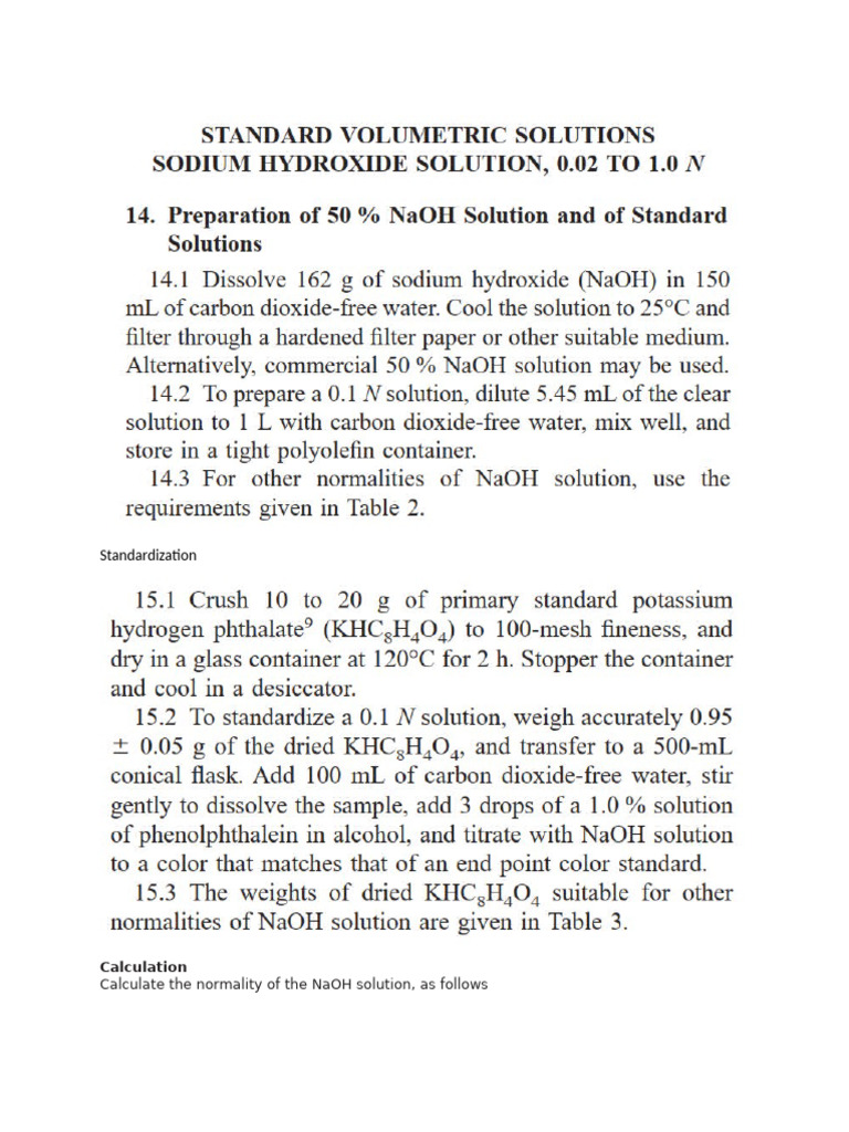 Standardization of Sodium Hydroxide | PDF