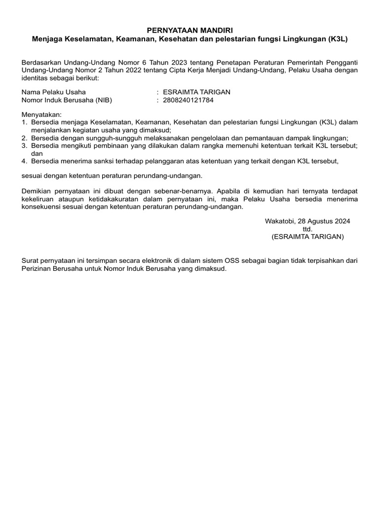 Pernyataan K3L | PDF