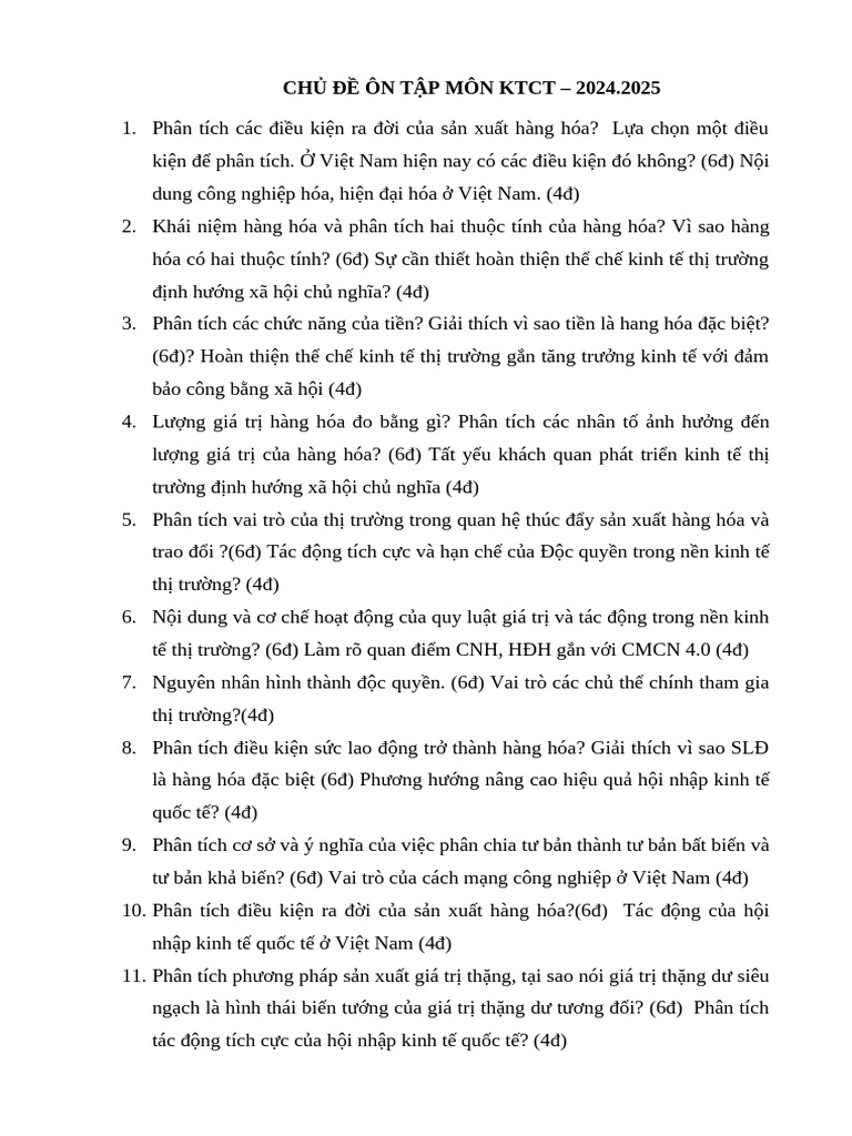 Chủ Đề Thảo Luận Ktct Online 2024-2025 | PDF