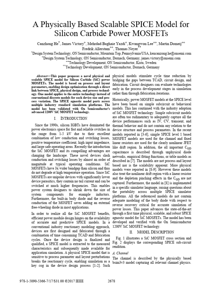 SiC MOSFET SPICE Model Innovation | PDF | Mosfet | Spice