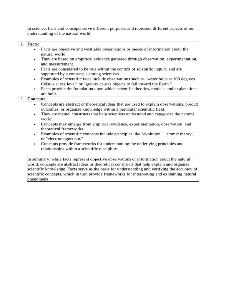 In Science Facts and Concepts | PDF