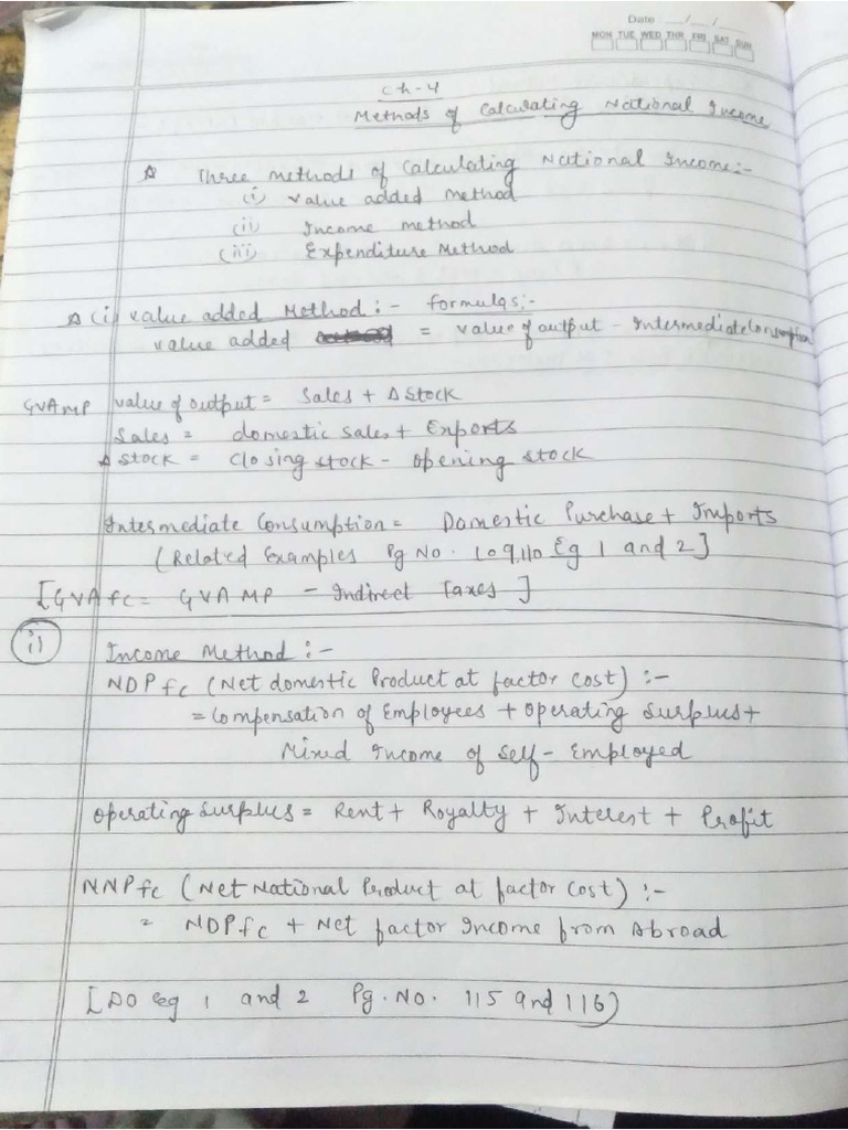 Formulas of Chapter 4 Methodsof Calculating National Income | PDF