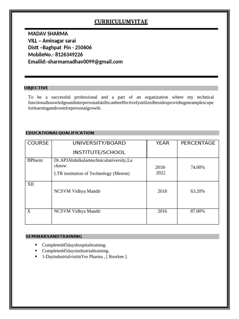 Resume Madhav Sharma | PDF | Medicine | Health Care