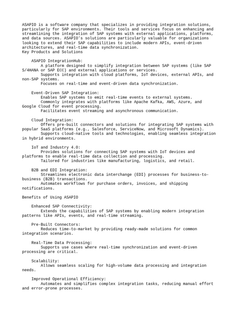 SAP Integration Solutions by ASAPIO | PDF | Cloud Computing | Internet ...