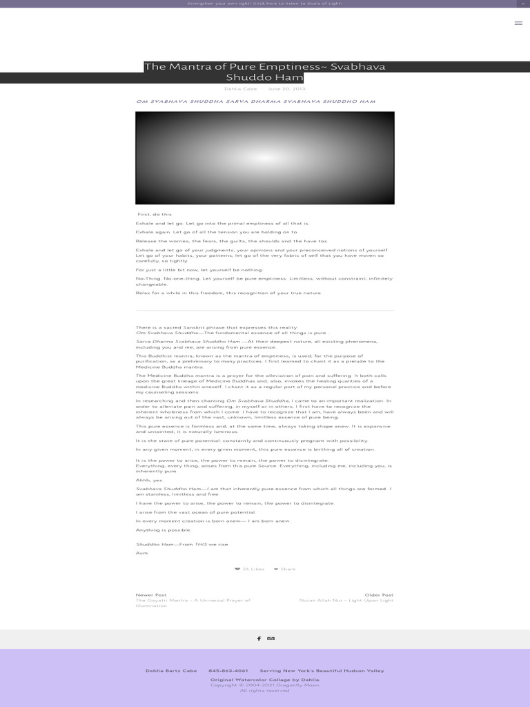 The Mantra of Pure Emptiness~ Svabhava Shuddo Ham — Dragonfly Moon ...