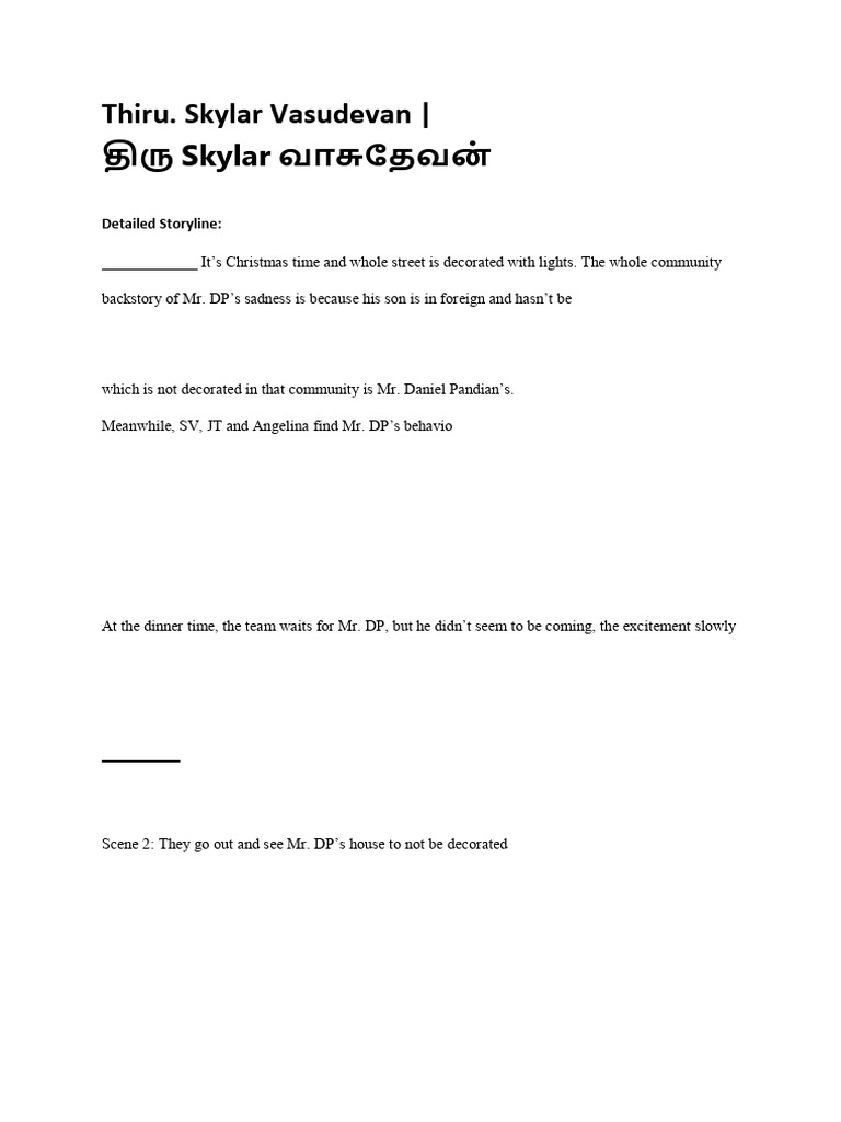 Thiru. Skylar Vasudevan - The Script | PDF