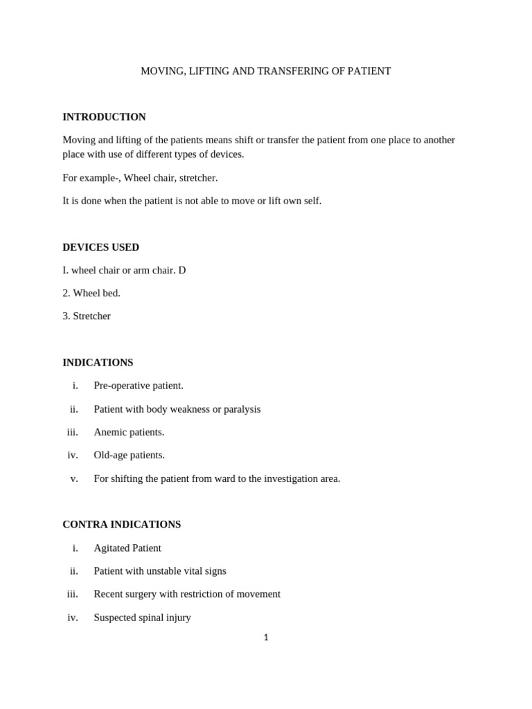 Moving, Lifting and Transfering of Patient | PDF | Chair | Wheelchair