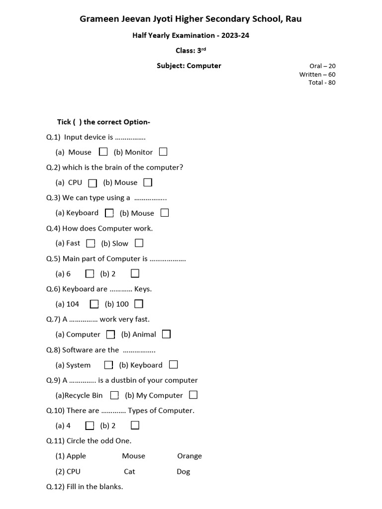 Class 3rd Computer | PDF | Input/Output | Digital Technology Class 3rd Computer | PDF | Input/Output | Digital Technology