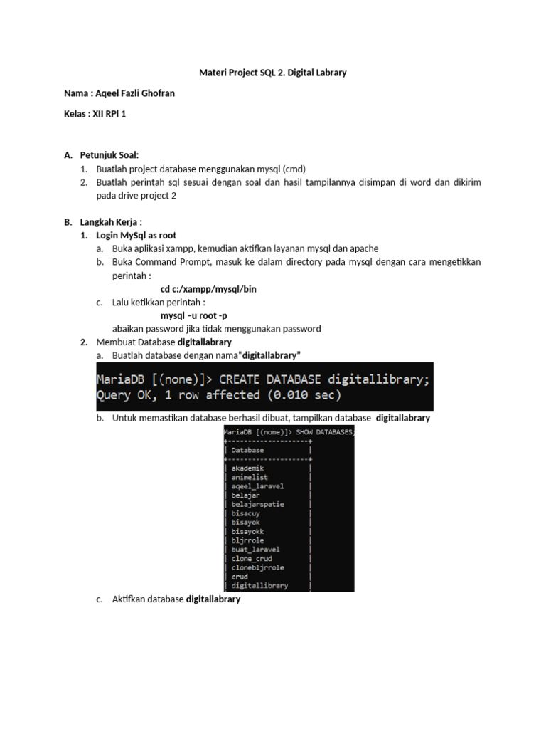 Materi Project SQL 2. DIGITAL LABRARY | PDF