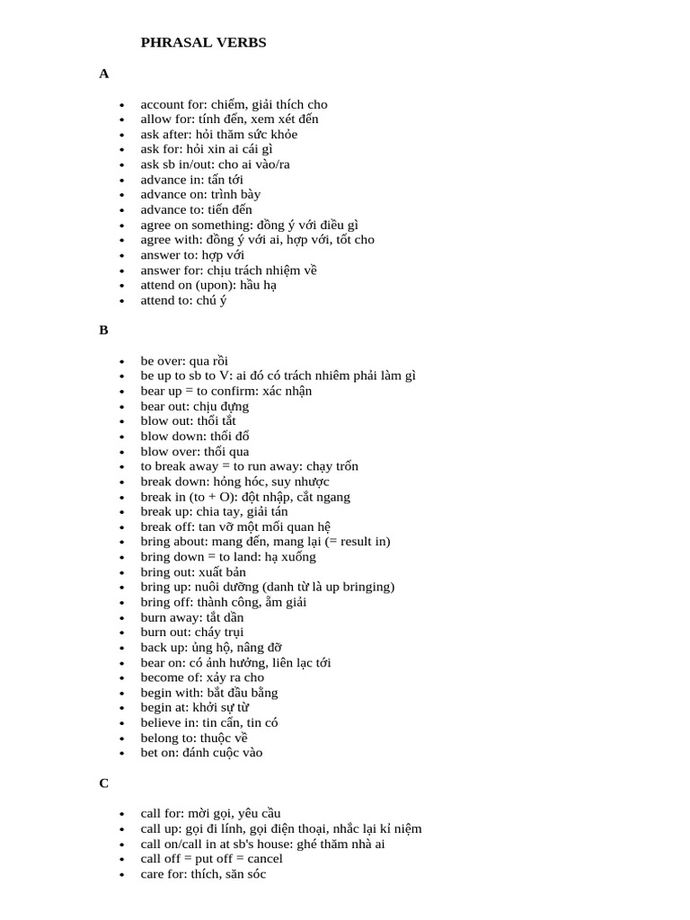 List of Common Phrasal Verbs | PDF