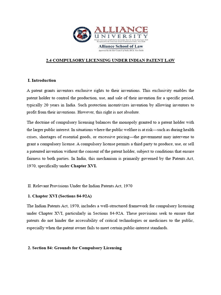2.4. Compulsory Licensing | PDF | Trips Agreement | Patent