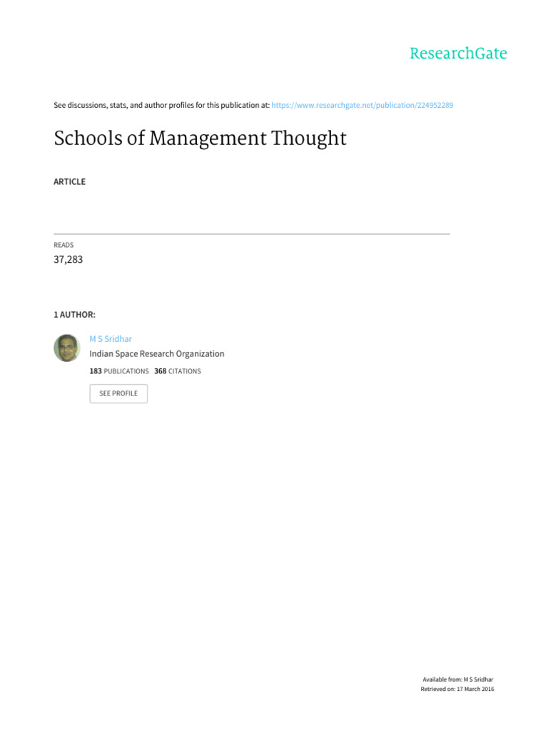 Evolution of Management Thought | PDF