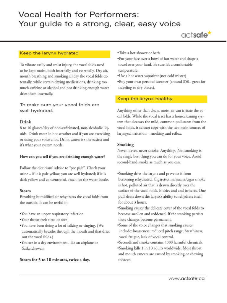 Vocal Health Tips for Performers | PDF | Gastroesophageal Reflux ...
