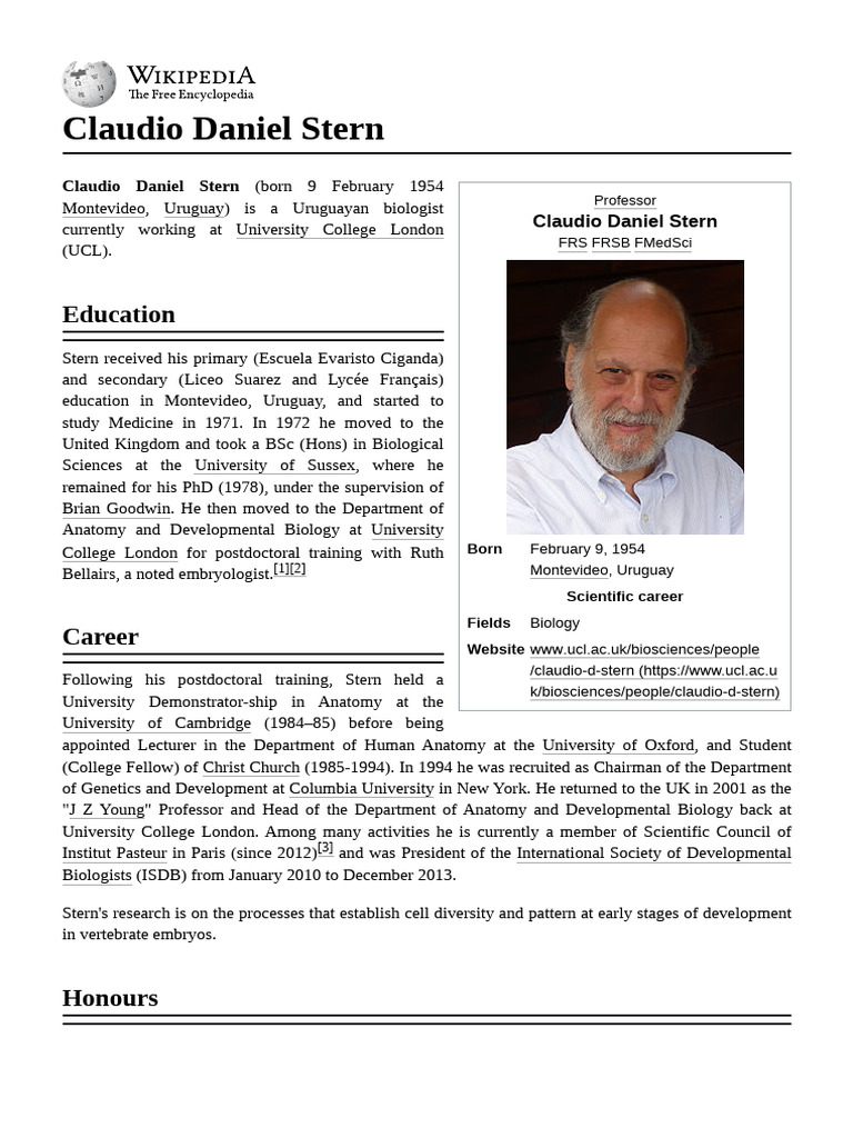 Claudio_Daniel_Stern | PDF | Biology