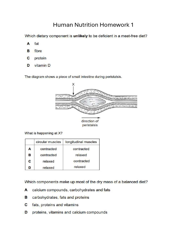 Chapter 7 Human Nutrition Homework 1 | PDF