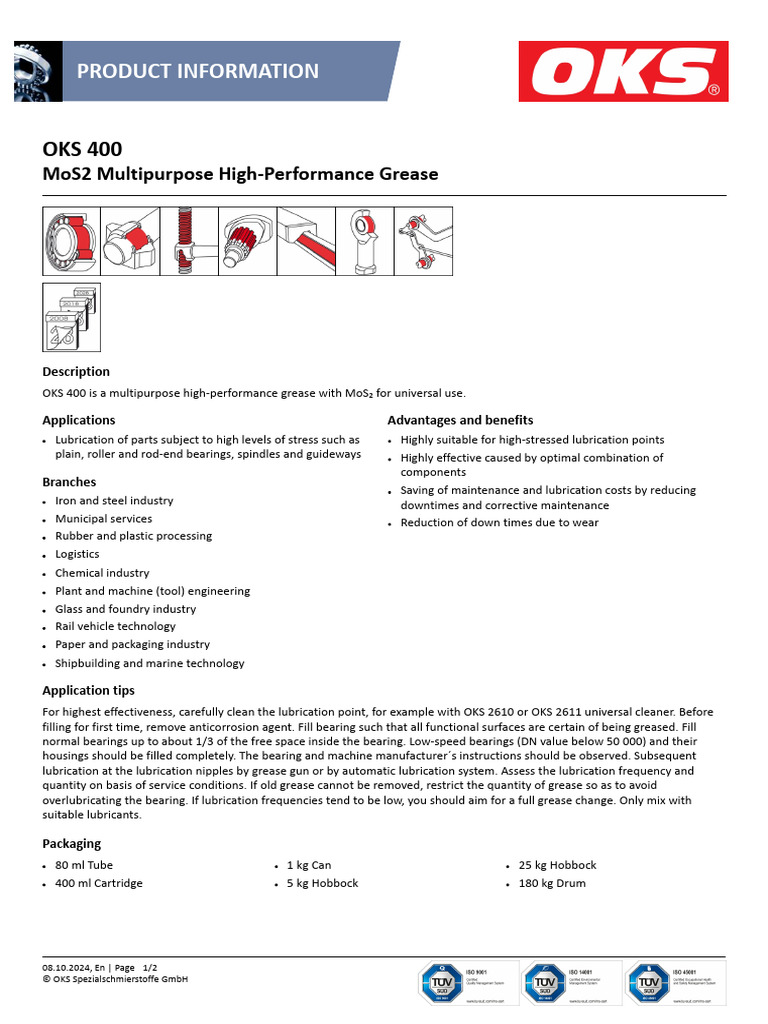 PI_OKS_400_113668_EN (1) | PDF | Bearing (Mechanical) | Materials