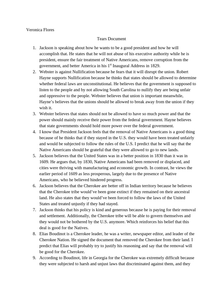 Tears document | PDF | Cherokee | Nullification (U.S. Constitution)