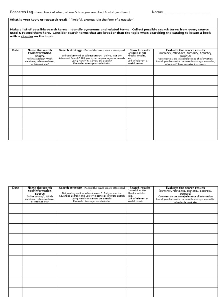 Research Tracking Template | PDF