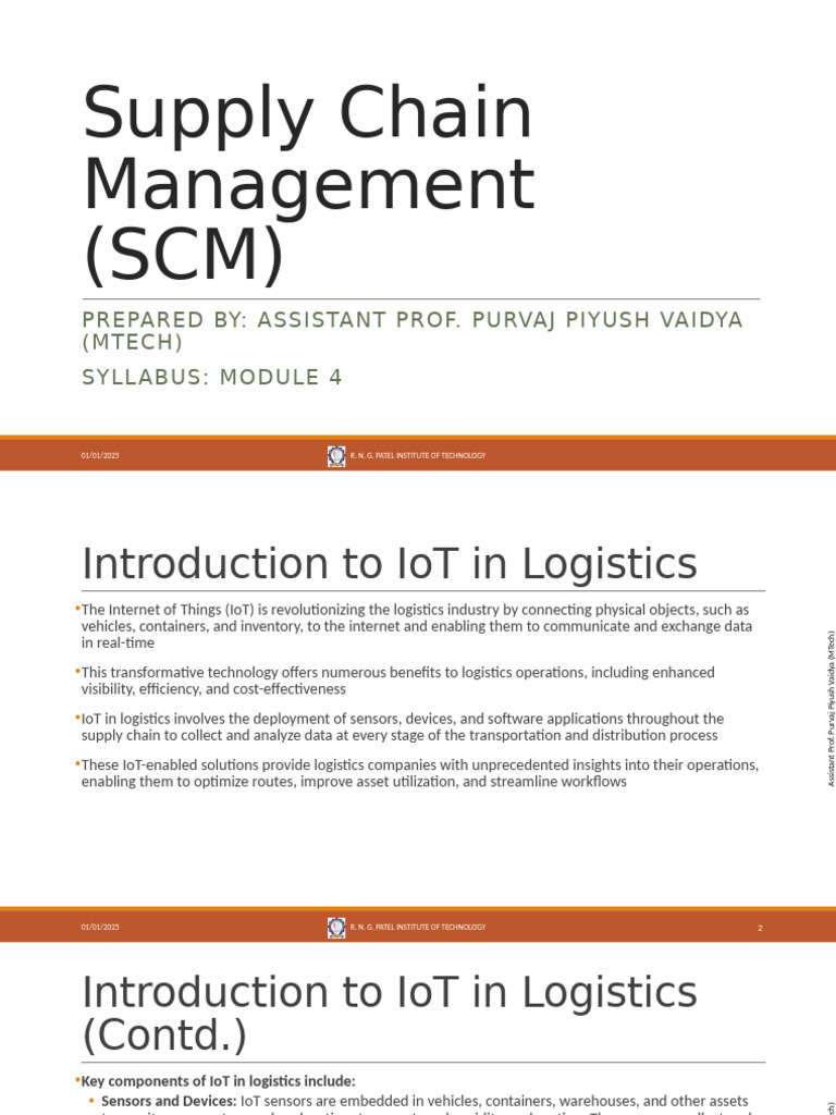 Scm Module 4 Pdf Internet Of Things Logistics