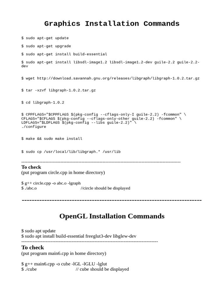 Graphics & OpenGL Install Guide | PDF